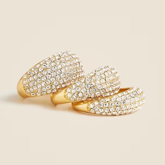 J. Crew | Jewelry | J Crew Pav Sculptural Rings Setofthree | Poshmark